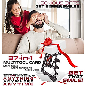 37-in-1 Wallet Tool Card Gift. Black Credit Card Bottle Opener Multitool with Multifunction Tools. Best Stocking Stuffer Gifts for Men, Dads, Husbands, HandyMen & Outdoor Enthusiasts