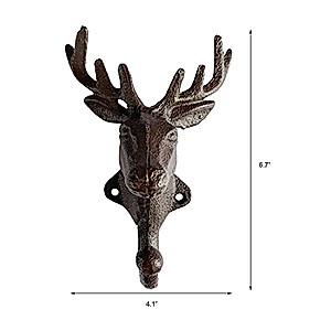 Rustic Heavy Duty Cast Iron Decorative Deer Wall Hooks Deer Antler Key Hat Holder Hanging Towel Key Coat Hook Rack Durable Iron Hanger Living Room Bathroom Room Kitchen Farmhouse Wall Decoration