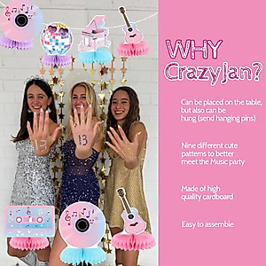 Popular Birthday Party Decorations Music Party Honeycomb Centerpieces Guitar Themed Party Decorations for Girls Birthday Fans Celebration Party Supplies