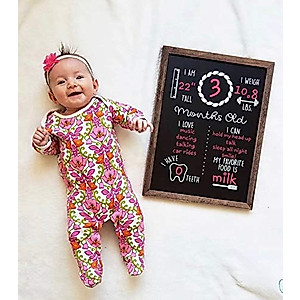 Baby Monthly Milestone Chalkboard | 12" x 16" Wood Framed Reusable Monthly Baby Milestone Board | Baby Calendar First Year