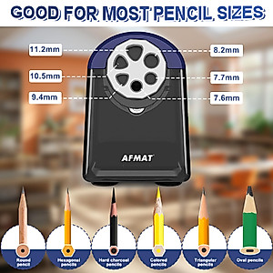 Heavy Duty Electric Pencil Sharpener, 6 Holes, AFMAT Classroom Sharpener for 6-11mm Pencils, Auto Stop, Super Fast, Save Pencils, School Teacher Must Have Pencil Sharpeners Plug in, Blue