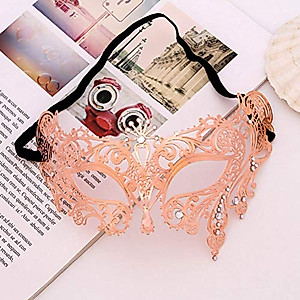 Toyvian Masquerade Mask Metal Lace Mask with diamond for Dance Party for Girls Women Party Supplies