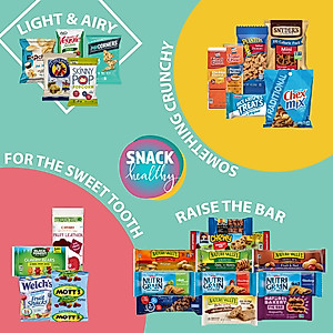 Gift A Snack - Back To School Gifts For Students Healthy Snack Box Care Package + Greeting Card (60 Count) Birthday Treats Gift Basket, Nutritious Granola Breakfast Bars - Food Assortments & Variety