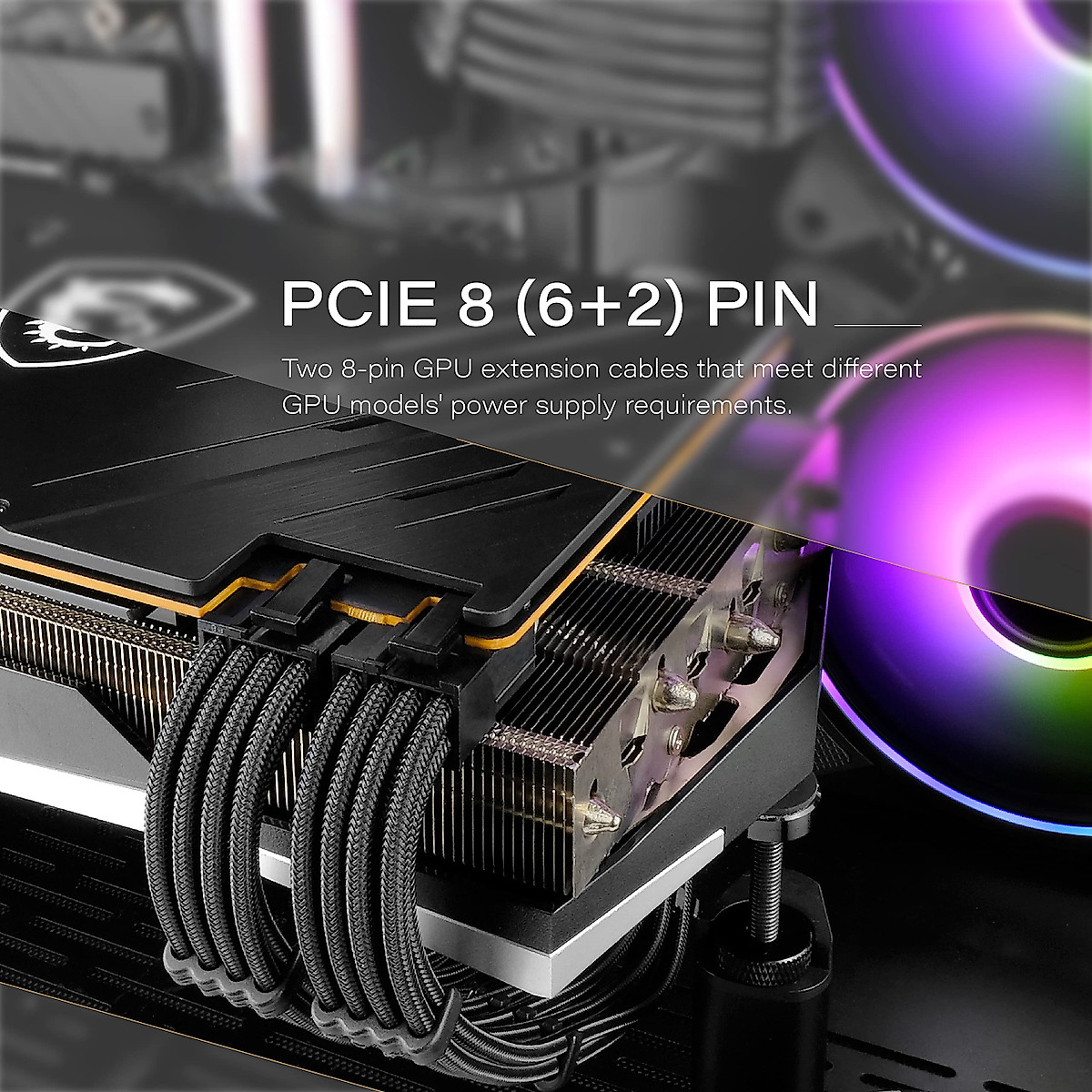 EZDIY-FAB PSU Cable Extension Sleeved Custom Mod GPU PC Power Supply Soft Nylon Braided with Comb Kit 24PIN/8PIN to 6+2Pin/ 8PIN to 4+4PIN-30CM 300MM - Black