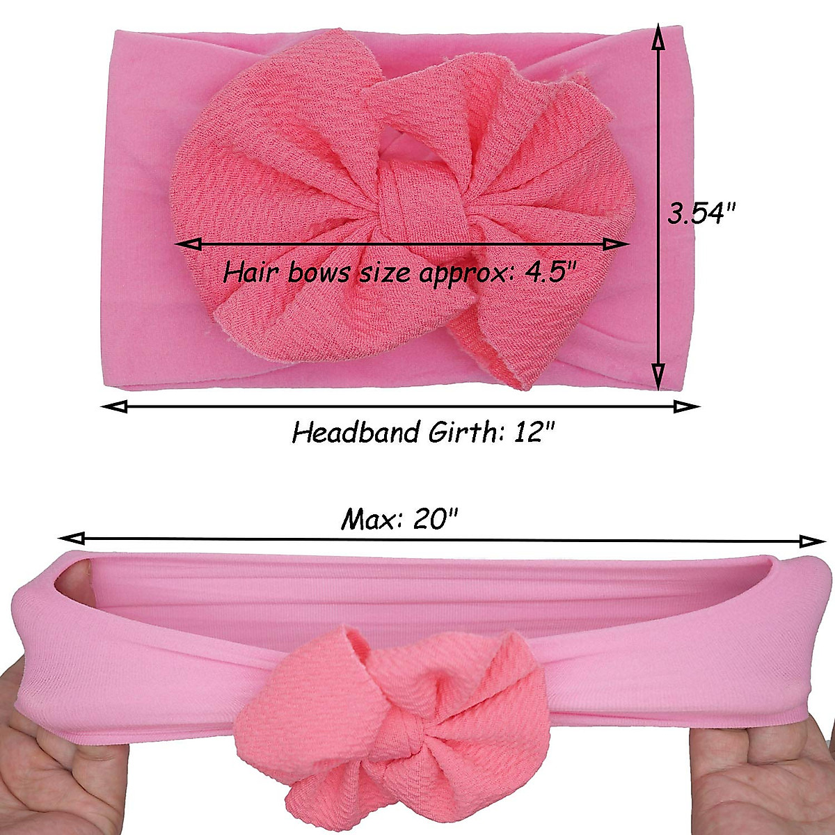DeD 16 PCS Baby Nylon Headbands with Bows Stretchy Nylon Hairbands Hair Accessories for Newborns Infants Toddlers