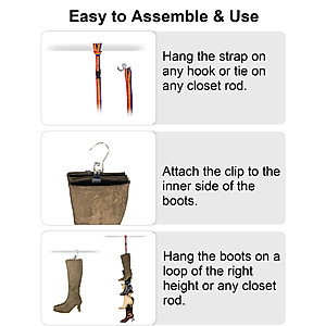 Allgawise Rainbow 6pcs Boot Hanger for Closet with Adjustable Rope - Boot Hanging Clips for Tall Boots, Cowboy Boot Rack, Hanging Shoe Organizer Space Saver