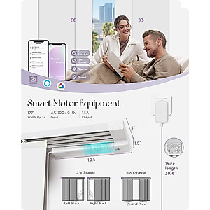 Graywind Motorized Sliding Panels Blackout Compatible with Alexa Google Smart Panel Track Blinds Remote Shades for Patio Sliding Door, Custom Size (Coffee)