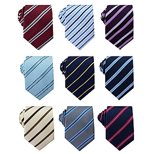 Adulove Men's Necktie Classic Silk Tie Woven Jacquard Neck Ties 9 PCS