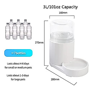 CZPET 3L Pet Water Dispenser Without Electricity Unplugged Automatic Water Bowl Dispenser Gravity Water Dispenser for Cats Water Self Feeder Dog Fountain Dogs Bowl Bottles for Kitten Puppy