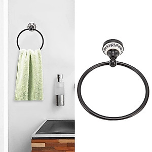 Garhelper Towel Rings for Bathroom Wall, Antique Retro Design Round Towel Holder, Wall Mounted Bath Hand Towel Rack, Rail Bathroom Hardware Classical Ancient Hardware for Bathroom Kitchen Wall Door