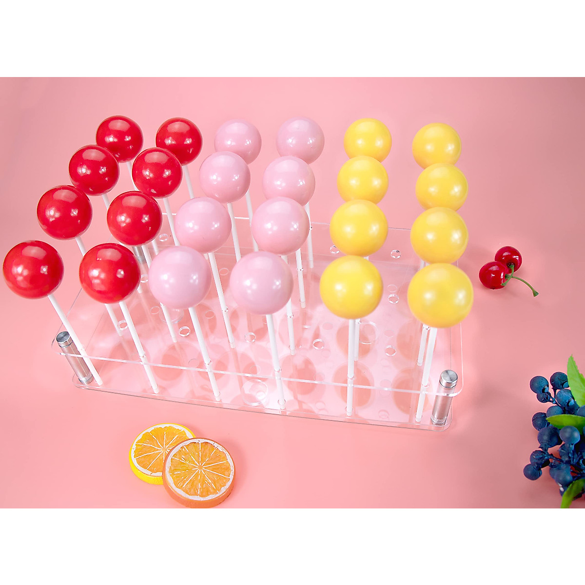 Ackers BORO3.3 Cake Pop Display Stand, 24 Hole Clear Acrylic Lollipop Holder Weddings Baby Showers Birthday Parties Anniversaries Halloween Candy Decorative (24 Hole)