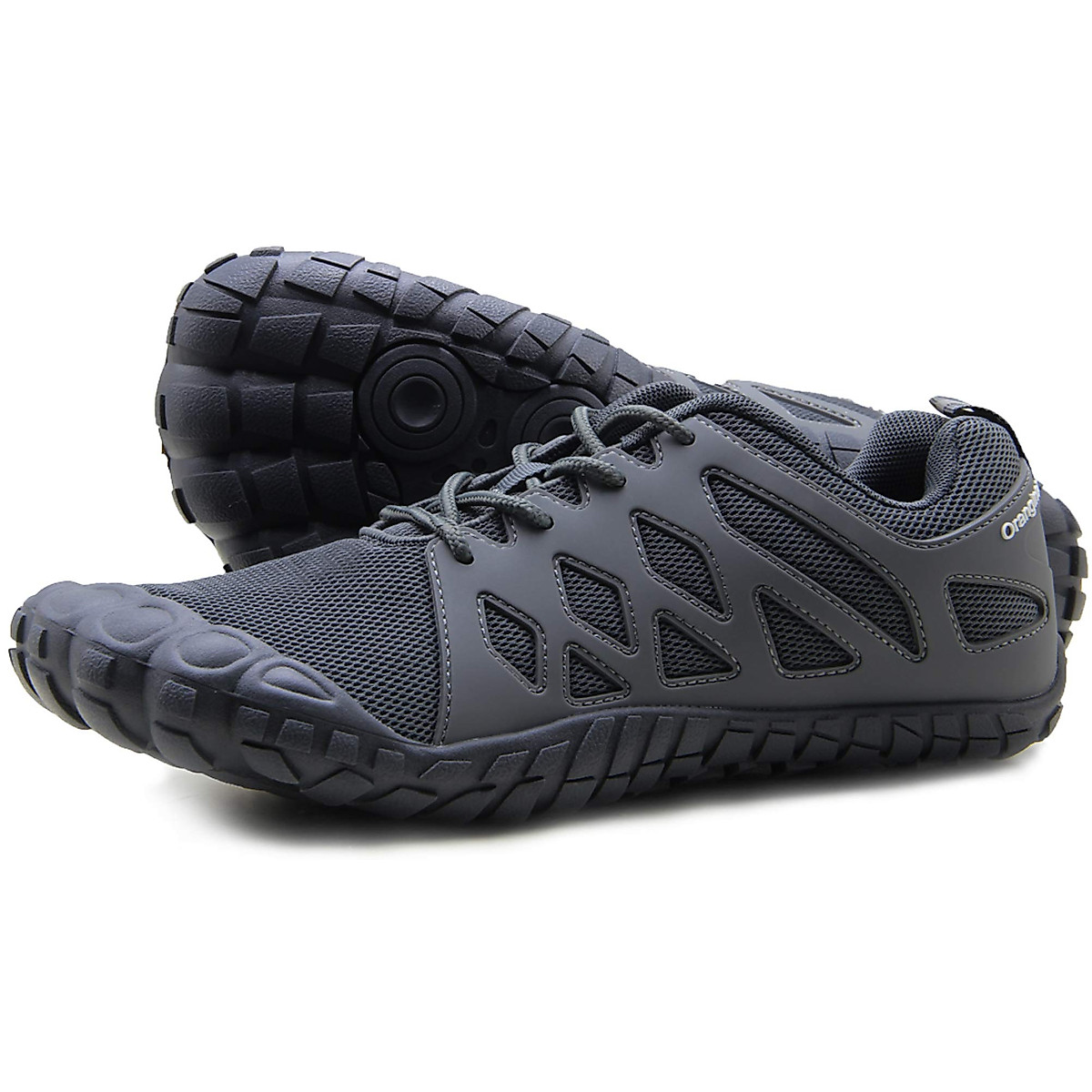 Oranginer Men's Walking Zero-Drop Minimalist Shoes Flexible Barefoot Running Shoes Indoor Cross Training Shoes Slip-on Tennis Shoes Gray Size 11