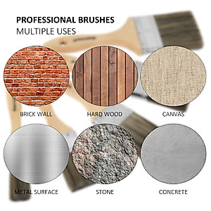 Double Thick Chip Paint Brush, 3 inch / 75mm Stain Brushes for Painting Walls and Fence Staining, Wooden Handle Masonry Paintbrush for Varnish, Paste, Gesso and Limewash