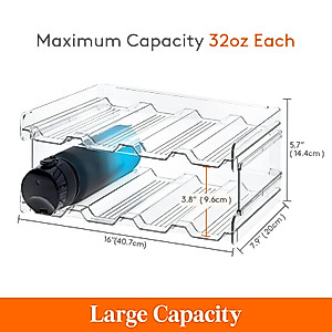 Lifewit Stackable Water Bottle Organizer for Cabinet, Freezer, Pantry - Plastic Cup Holder, Wine Racks for Kitchen Tabletop Storage, Cupboard, Office - Pack of 2, Each Rack Holds 4 Containers