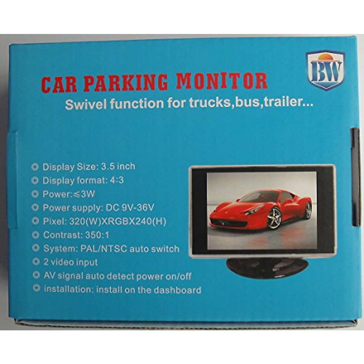 BW 3.5 Inch TFT LCD Monitor for Car / Automobile
