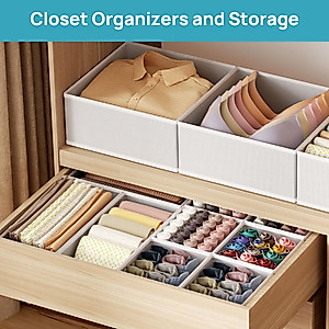 Vtopmart 12Pack Drawer Organizer for Clothes, Underwear Drawer Organizer Bins, Foldable Fabric Closet Storage Organizers, Dresser Drawer Dividers for Baby Clothing, Bra, Socks, Ties, Scarf