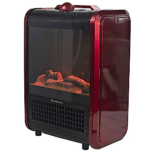 Comfort Zone 1,200W Electric Mini Fireplace Space Heater with Realistic 3D Flame, Stay-Cool Body, Carry Handle, Overheat Sensor, and Safety Tip-Over Switch, Ideal for Home, Bedroom, & Office, CZFP1
