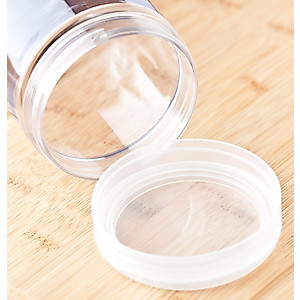 Clear Large 25 oz PET Plastic (BPA Free) Refillable Jar with Clear Natural Flip Top Cap - (3 pack) + Labels