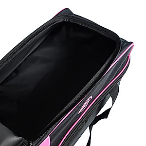 Elite Basic Double Roller 2 Ball Bowling Bag with Wheels | Large Top Pocket for Accessories or Bowling Shoes up to size 15 | Retractable Handle Extends to 37" (Pink)