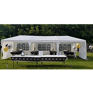 10'x30'x8.5' White Outdoor Gazebo Canopy Tent 8 Removable Walls, for Wedding Tent Party Tent Meeting Tent Camping Tent Commercial Use Backyard Events Etc, Easy to Assemble, Elegant Design