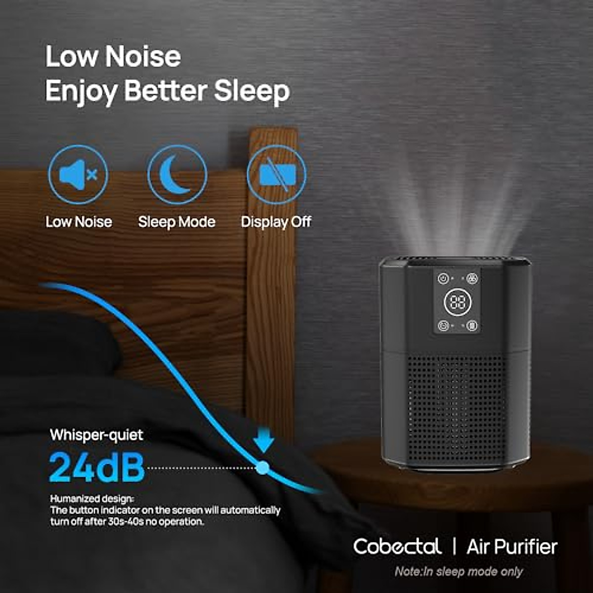 Air Purifiers for Bedroom Home, Air Purifier with True H13 HEPA Filter for Dander Pollen Odor, Small Desktop Air Purifier with 9 Timers for Office,Living Room, Bedroom,Kitchen, Black,1pack