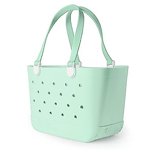 Simple Modern Beach Bag Rubber Tote | Waterproof Large Tote Bag with Zipper Pocket for Beach, Pool Boat, Groceries, Sports | Getaway Bag Collection | Retro Mint