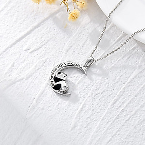 POPKIMI Sterling Silver Origami Panda Necklace I Love You to The Moon and Back Necklace for Women Wife Mom Birthday (Origami Panda)