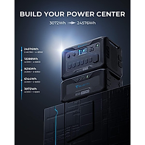BLUETTI Portable Power Station AC300 & B300, 3072Wh Solar Generator LiFePO4 Power Station w/ 7 3000W AC Outlets (6000W Peak), Work with Alexa, Modular Home Battery Backup for Emergency, Vanlife