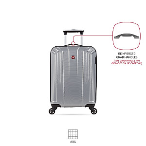 SwissGear 3750 Hardside Luggage with Spinner Wheels, Silver, Carry-On 18.5-Inch