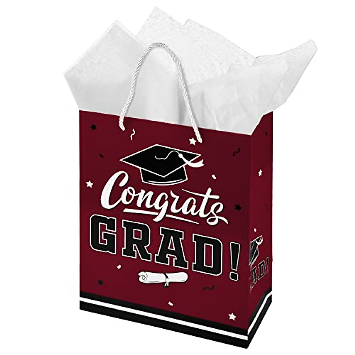 Gatherfun Graduation Gift Bag Supplies 13" Large 2022 Graduation Party Gift Bags with handles and Tissue Paper for College Senior Junior Graduates 1 Pack Maroon