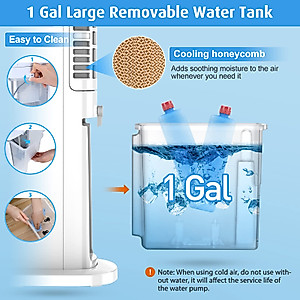 Evaporative Air Cooler, Portable Air Conditioner Fan, 35'' Evaporative Cooler with 3 Speeds & 52°Oscillation, 12-H Timer Remote Control Swamp Cooler w/Cooling Function for Home & Office