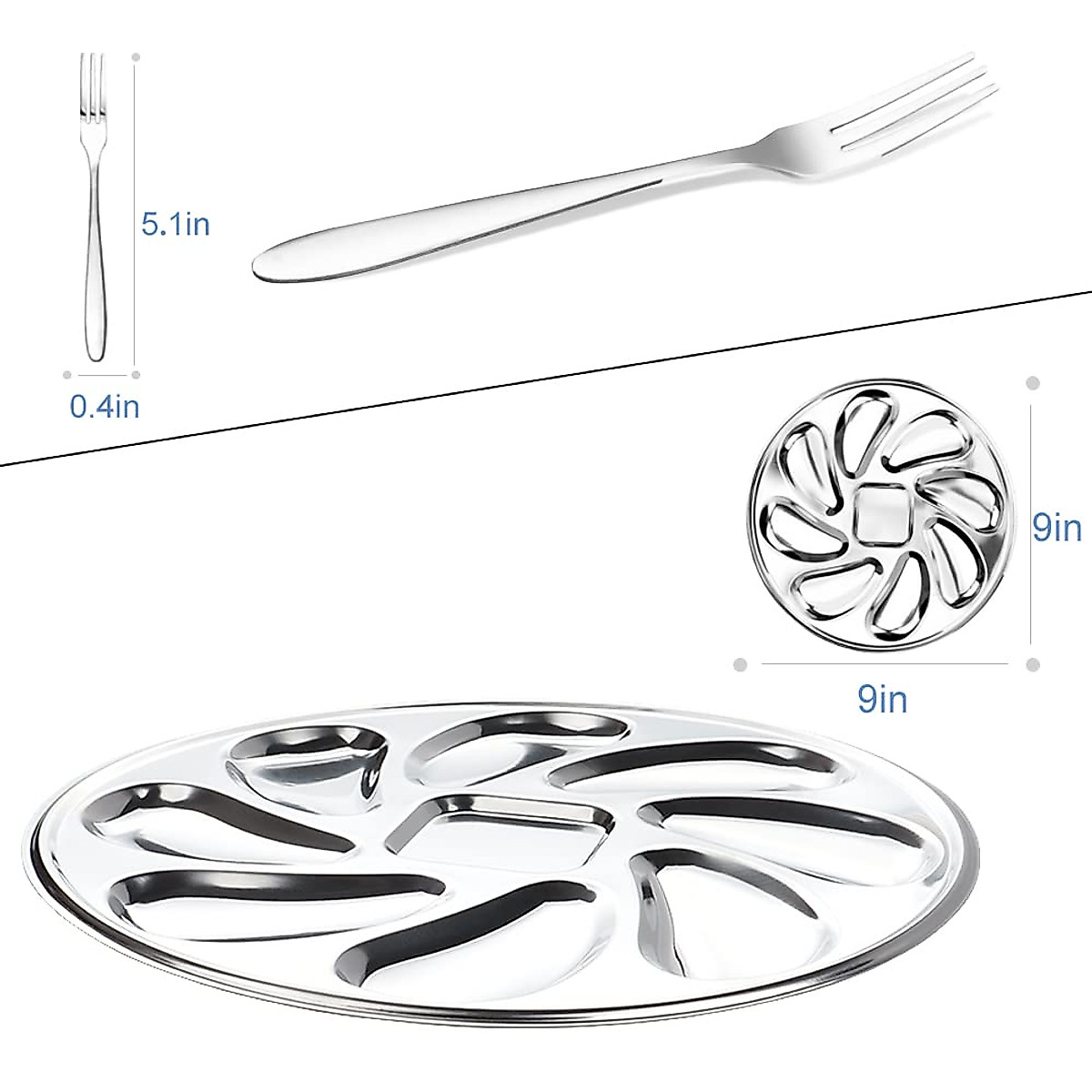 WENDOM Stainless Steel Oyster Plate Grill Pan Serving Trays for Scallop,2Pcak Oyster Shell Shaped Pan and 4pcs Forks Set