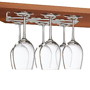 GeLive Under Cabinet Wine Glass Holder Stemware Rack 6 Hook Wine Glass Hanger Space Saver Storage Organizer for Kitchen and Bar Butterfly Shape (White)