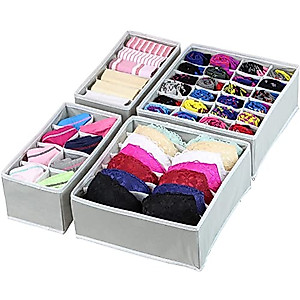 Simple Houseware Closet Underwear Organizer Drawer Divider 4 Set + 2-Pack Socks Organizer