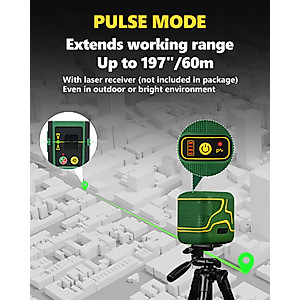 APEXFORGE X1C Cross Line Laser Level, with Rechargeable Battery, 100ft Green Beam, Self-Leveling, Vertical and Horizontal Line, Pulse Mode, 360° Magnetic Pivoting Base