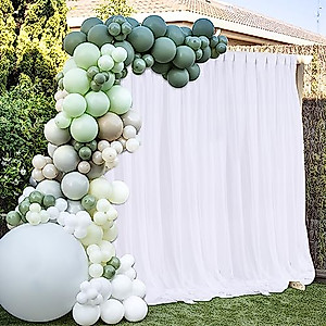 White Backdrop Curtains Sheer Tulle Backdrop for Parties 5ftx7ft Baby Shower Background for Wedding Party Ceremony Photo Backdrop