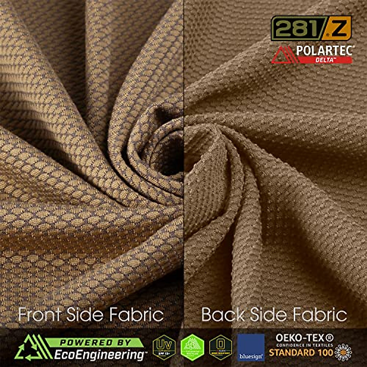 281Z Mens Military Moisture Wicking Base Layer Shirt - Tactical Training Army Professional - Polartec Delta - Odor Resist - Cool Touch (Coyote Brown, Large)