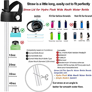 RRegeny Straw Lid for Hydro Flask Wide Mouth 32 40 oz, Straw Lids with Flexible Handle and Straws Compatible with HydroFlask, Replacement Sports Flex Cap Wide Mouth Top 32 40 oz