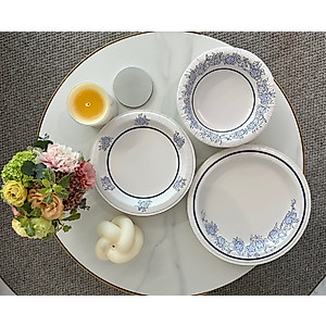 DHG PROFESSIONAL Pack of 42 Counts Beautifully Designed Blue Floral Paper Bowls - Luxury Disposable Tableware for any Occasion (20oz Bowl)