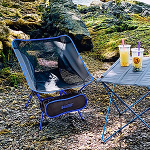 G4Free 2Pcs Folding Camping Chairs, Ultralight Compact Backpacking Folding Chairs Lawn Chairs Heavy Duty 330lbs with Side Pockets Packable for Outdoor Camp Travel Beach Picnic Travel Hiking Orange