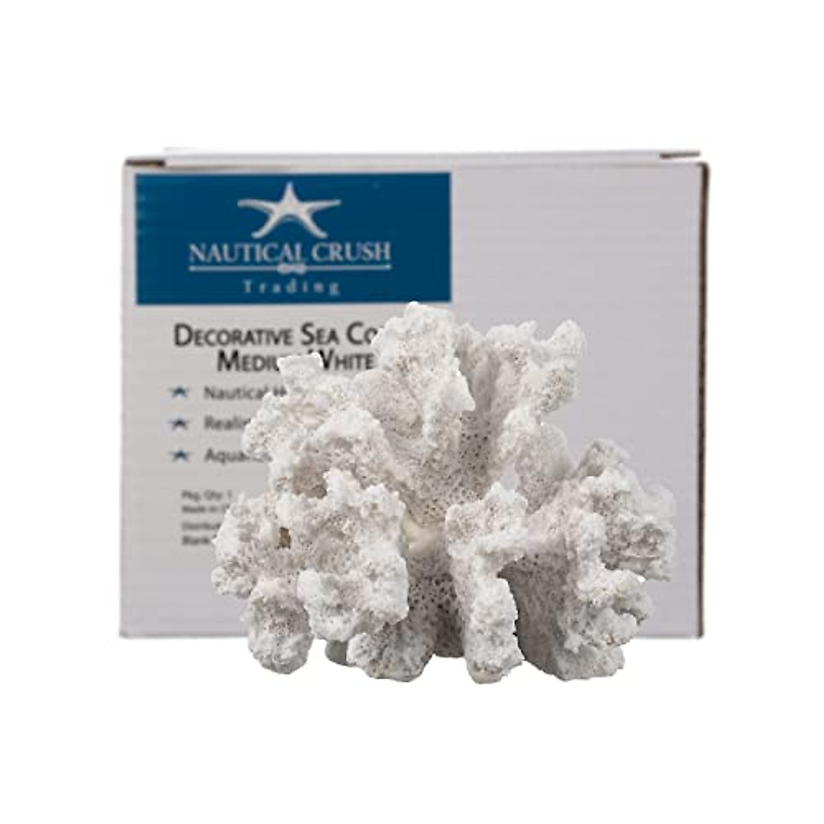 Decorative Sea Coral - White Medium Coral - 3.5in T x 4.5in W x 4in D - Faux Coral Reef Décor - Resin Coral Décor - White Coral Decoration - Coral Branch Décor - Coral Home Decoration