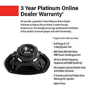 BOSS Audio Systems P69.4C Phantom Series 6 x 9 Inch Car Door Speakers - 800 Watts (Pair), 4 Way, Full Range, Tweeters, Coaxial, Sold in Pairs, Hook Up to Stereo and Amplifier