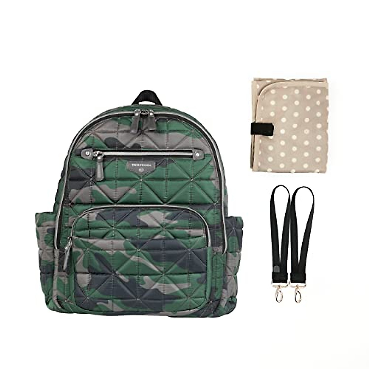 TWELVElittle Companion DiaperBag Backpack (Camo Print) 3.0 *NEW* - Includes Changing Pad & Stroller Clips. Insulated pockets. Fashionable Diaperbag Backpack