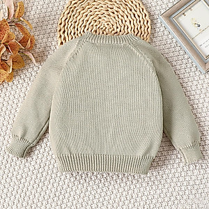 Lamgool Baby Boys Girls Pullover Sweater Knitted Button Down Toddler Kids Sweatshirt for Spring 3T Apricot