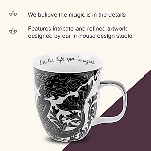 Karma Gifts 16 oz Black and White Boho Mug Mermaid - Cute Coffee and Tea Mug - Ceramic Coffee Mugs for Women and Men