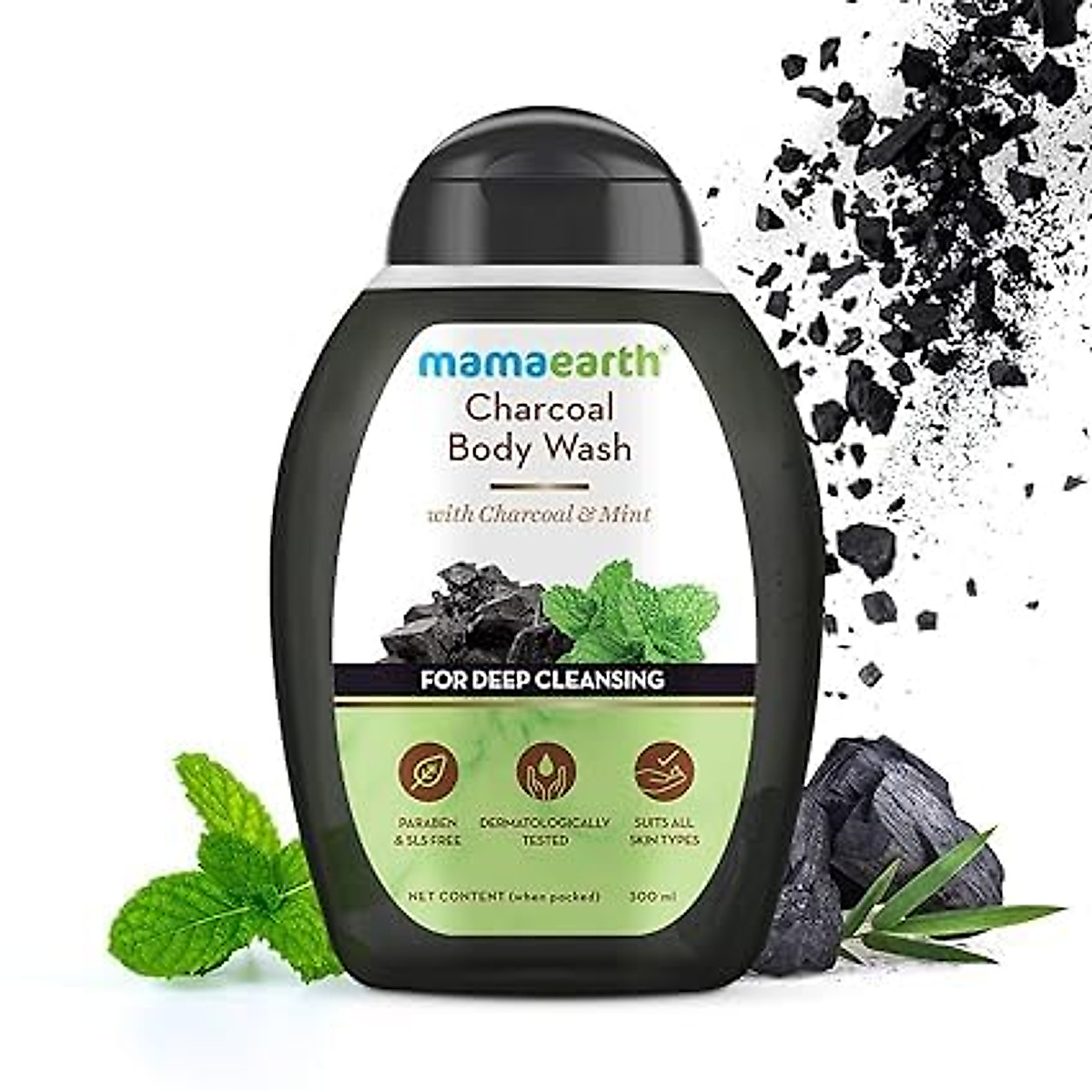 Charcoal Body Wash With Charcoal & Mint for Deep Cleansing, Shower Gel For Men 300 ml