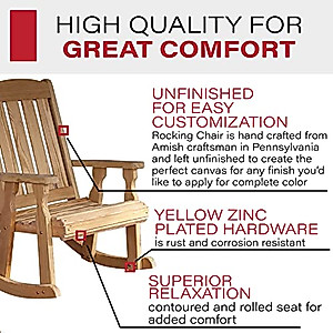 Amish Heavy Duty 600 Lb Mission Pressure Treated Rocking Chair (Unfinished)
