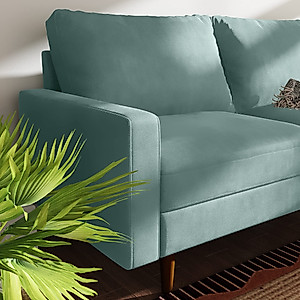 SILKIR 3-Person Couch for Living Room | Perfect for: Apartment/Studio/Office & Small Space | Velvet Fabric | Fast and Easy Assembly Modern Contemporary Mid-Century, 70 Inch Sofa, Aqua Turquoise