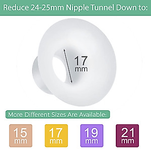 MompMuir 17mm Silicone Flange Inserts Compatible with Momcozy S9 Pro S10 S12 Pro, Paruu P10 P3 R12, TSRETE, kmaier, MomWills, for Spectra S1/S2, Medela Breast Pump, Reduce 24-25mm Tunnel to 17mm, 2pcs