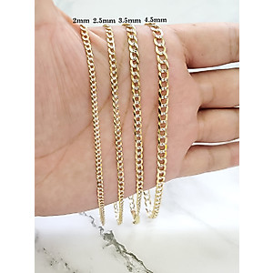 10K Two Tone (Yellow & White Gold) Solid C-Link Cuban Bracelet/Anklet for Men/Women 4.5mm (7)